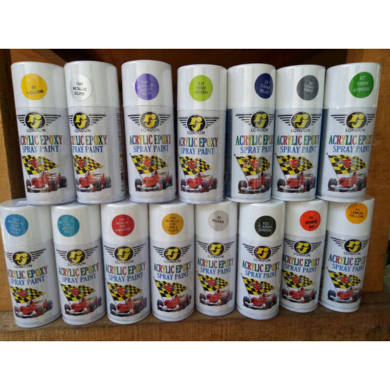 Jual Cat semprot / pilox Rj London / biru / gold / silver / grey ...