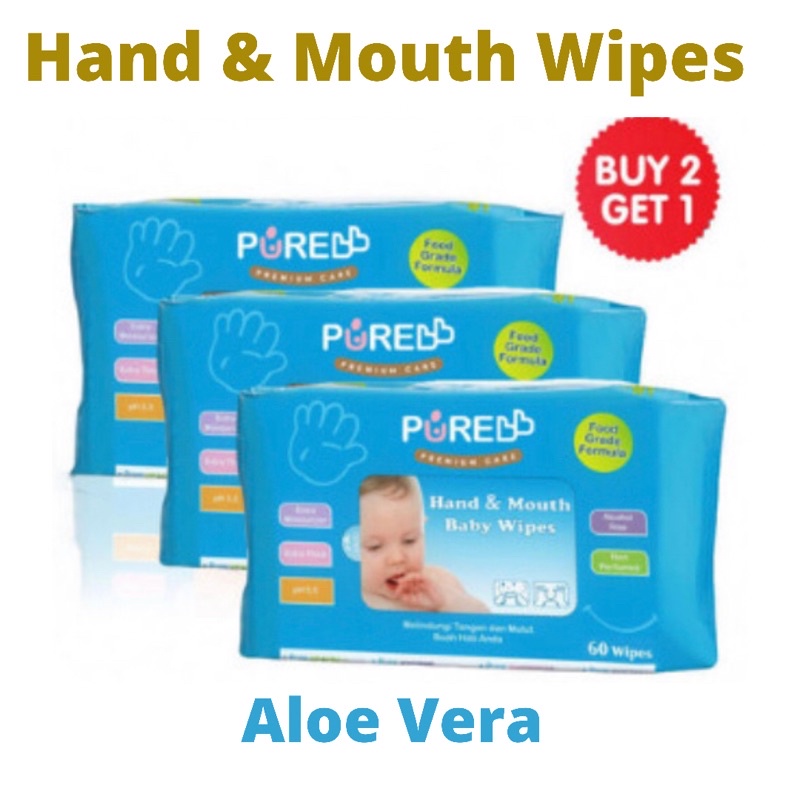 Jual Pure Baby Purebaby Hand & Mouth Baby Wipes 60s Tissue Basah (BUY 2 ...