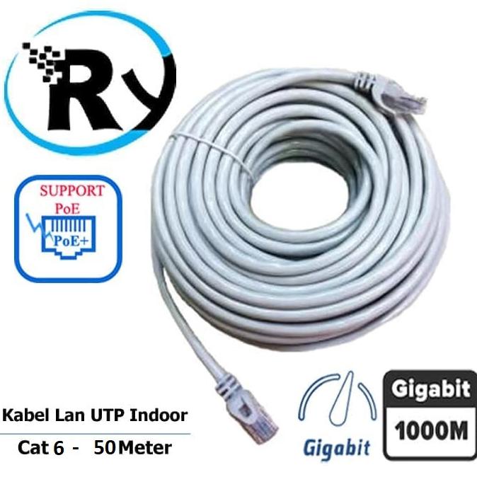 Jual Kabel Lan 50M Cat6 50Meter Cable Cat 6 Utp 50 Meter 1Gbps Siap ...
