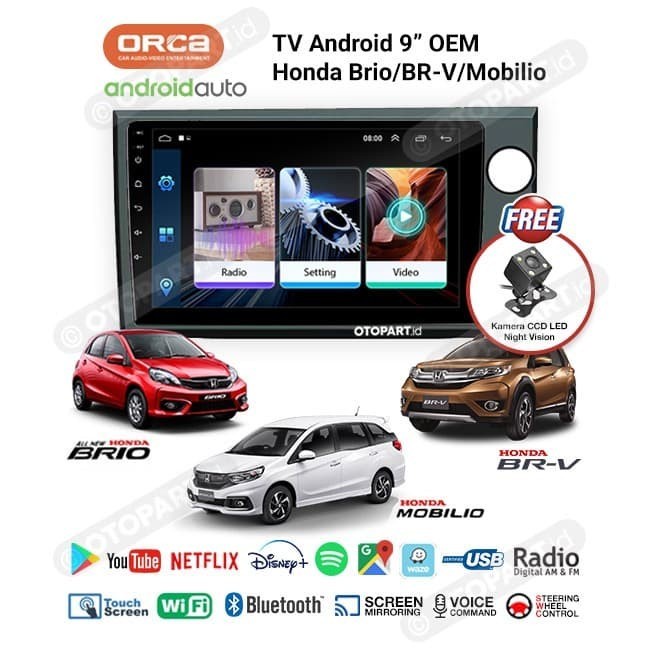 Jual Head Unit TV Android 9" inch + Frame OEM Honda BR-V / BRV ORCA ...