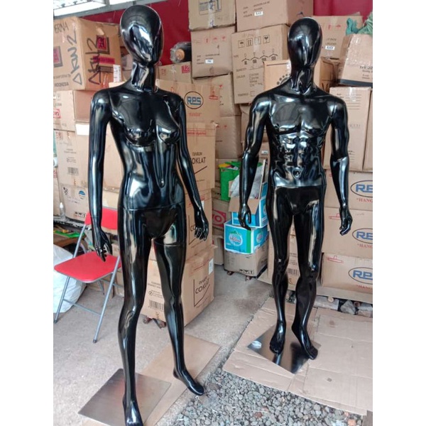 Jual Patung Manekin Full body Fiber hitam premium dewasa jari karet ...