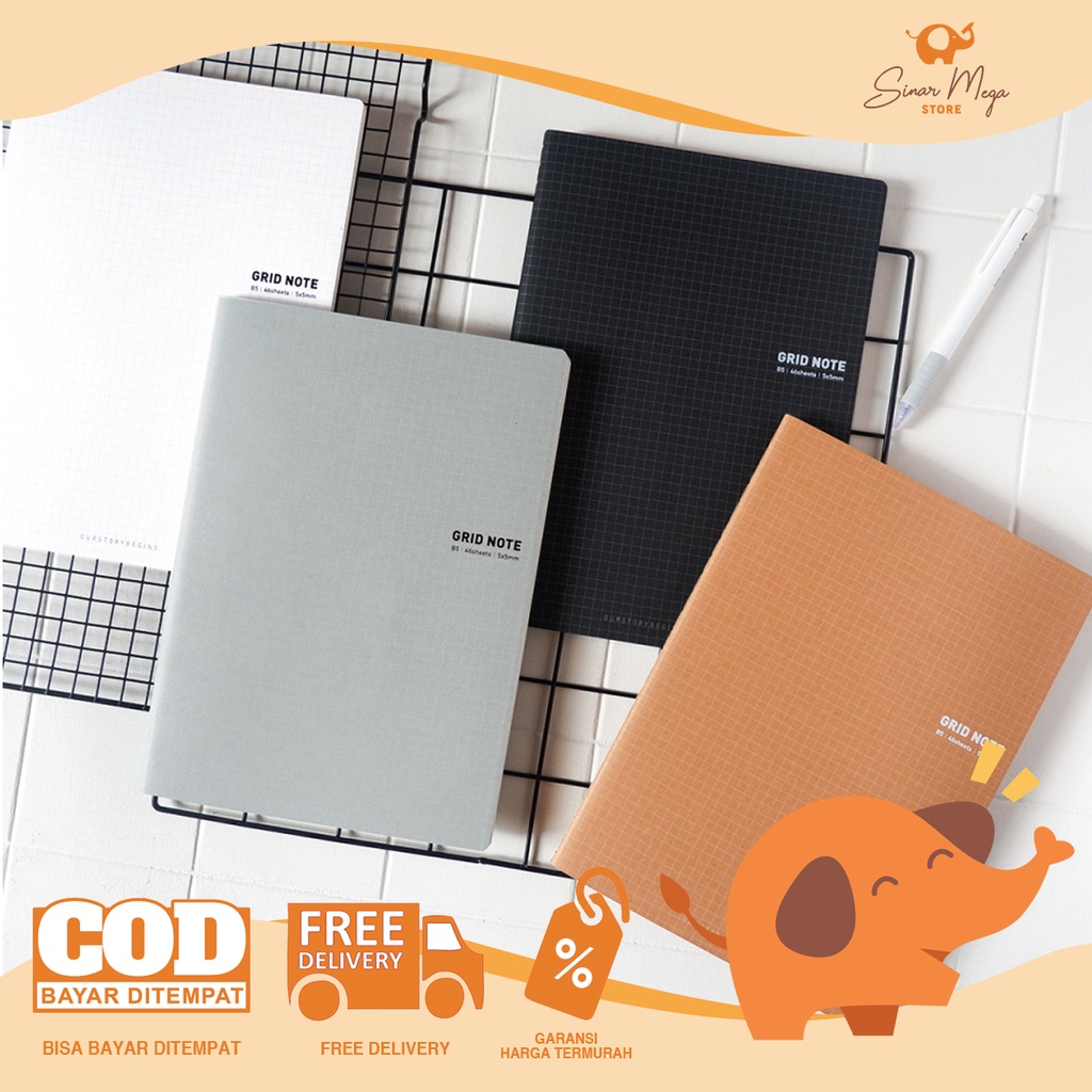 Jual Grid Note Minimalist Notebook B5 (GRID) / Buku Catatan Lucu Unik ...