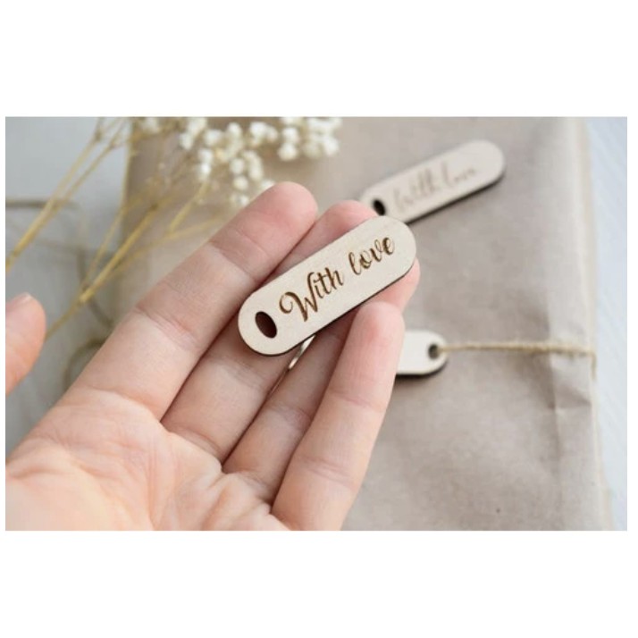 Jual Label Tag Kayu | Hampers Tag Kayu | 4,5x1,5cm | Hiasan Hampers ...