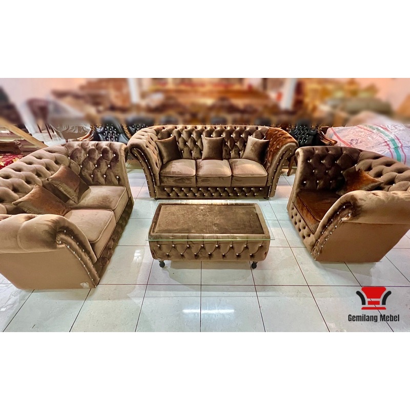 Jual Sofa Klasik Modern 321 Bludru Mewah Ready Makassar Berkualitas ...