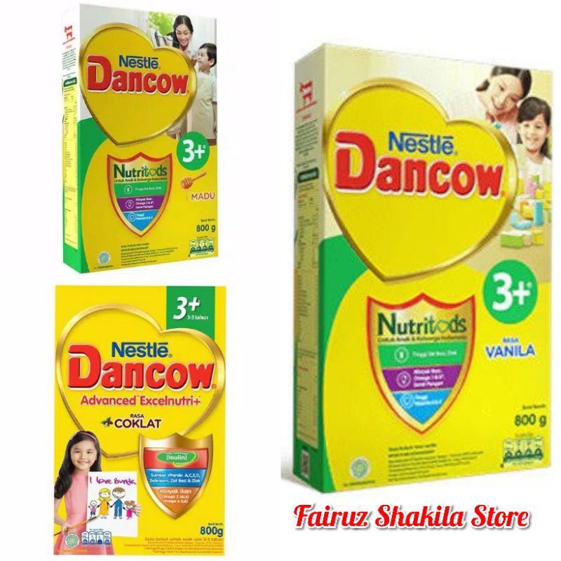 Jual Susu Dancow 3+ ( 3- 5 Tahun ) Rasa Vanila , Madu Dan Coklat 800gr ...