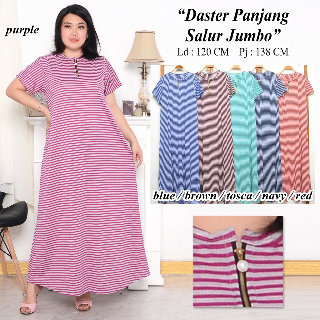 Jual westylis Daster Panjang Jumbo Salur Kecil ( Real Pick ) Dress ...