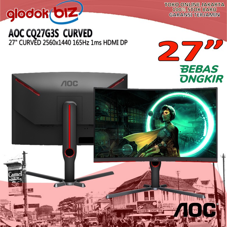 Jual Monitor LED 27" CURVED AOC CQ27G3S 27" 2560x1440 1ms 165Hz HDR10 ...