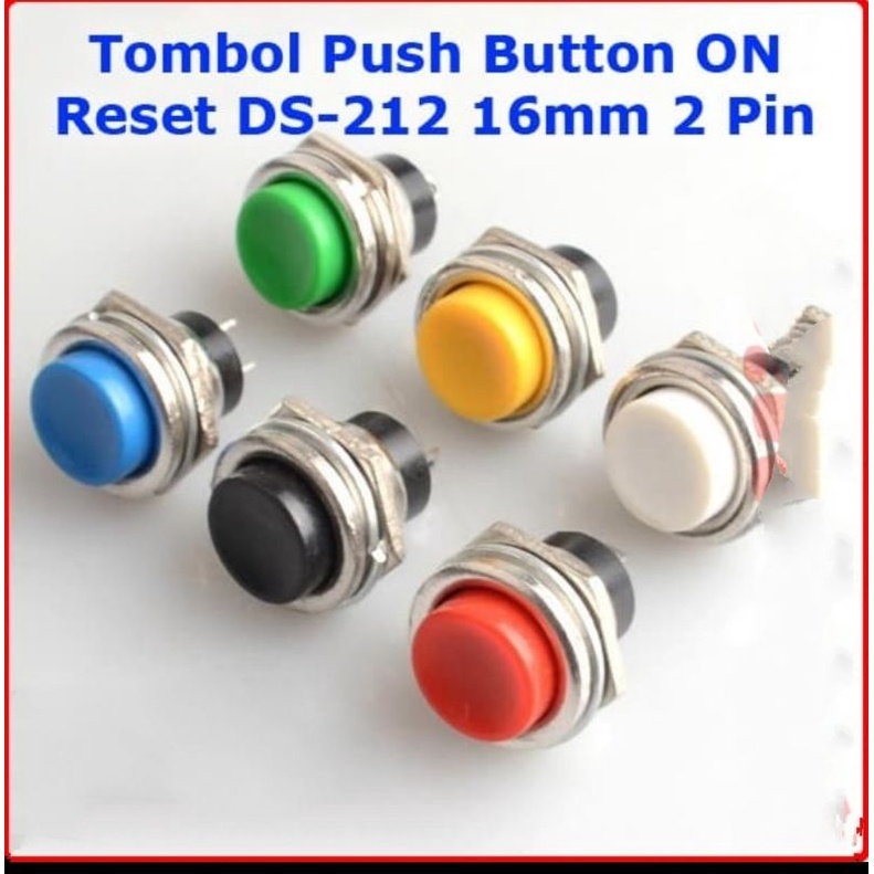 Jual TOMBOL PUSH BUTTON ON RESET DS-212 16MM besar saklar on | Shopee ...