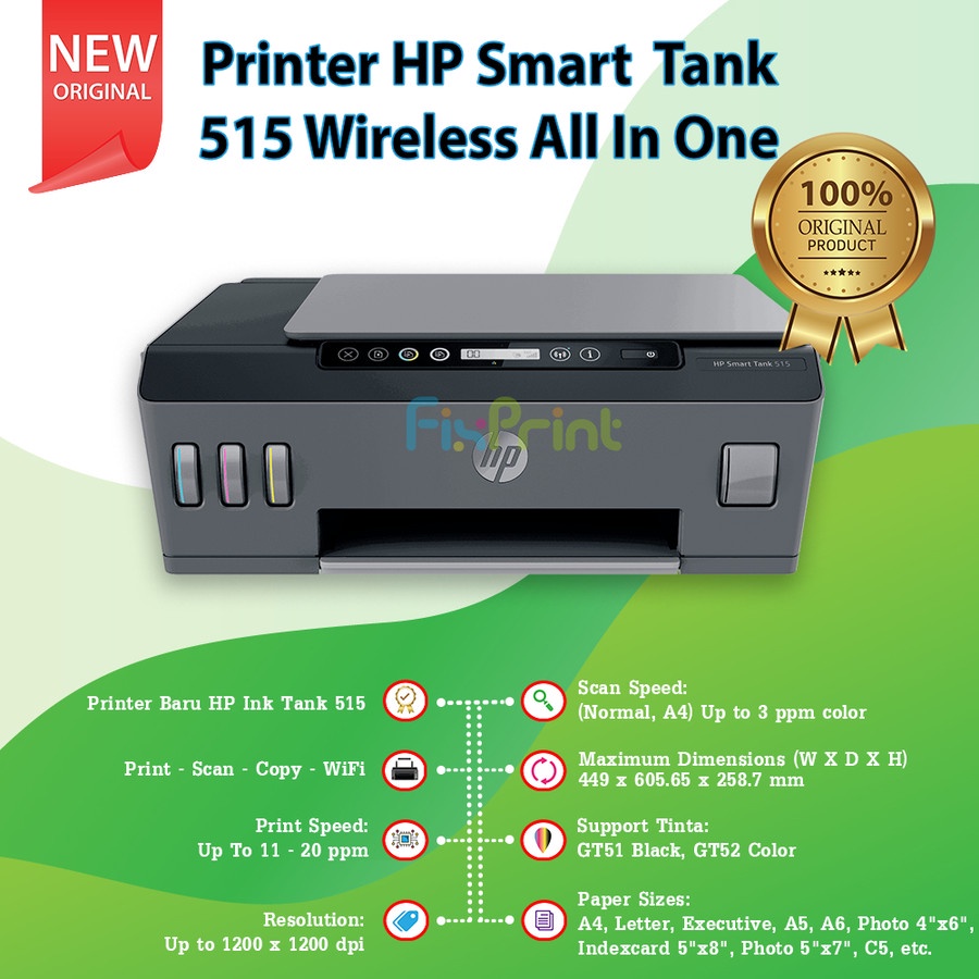 Jual HP Smart Tank 515 Wireless All In One Printer HP 515 HP515 Ink ...