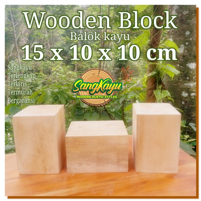 Jual Wooden Block 15x10x10 Cm Balok kayu Wooden Cube Bahan craft ...