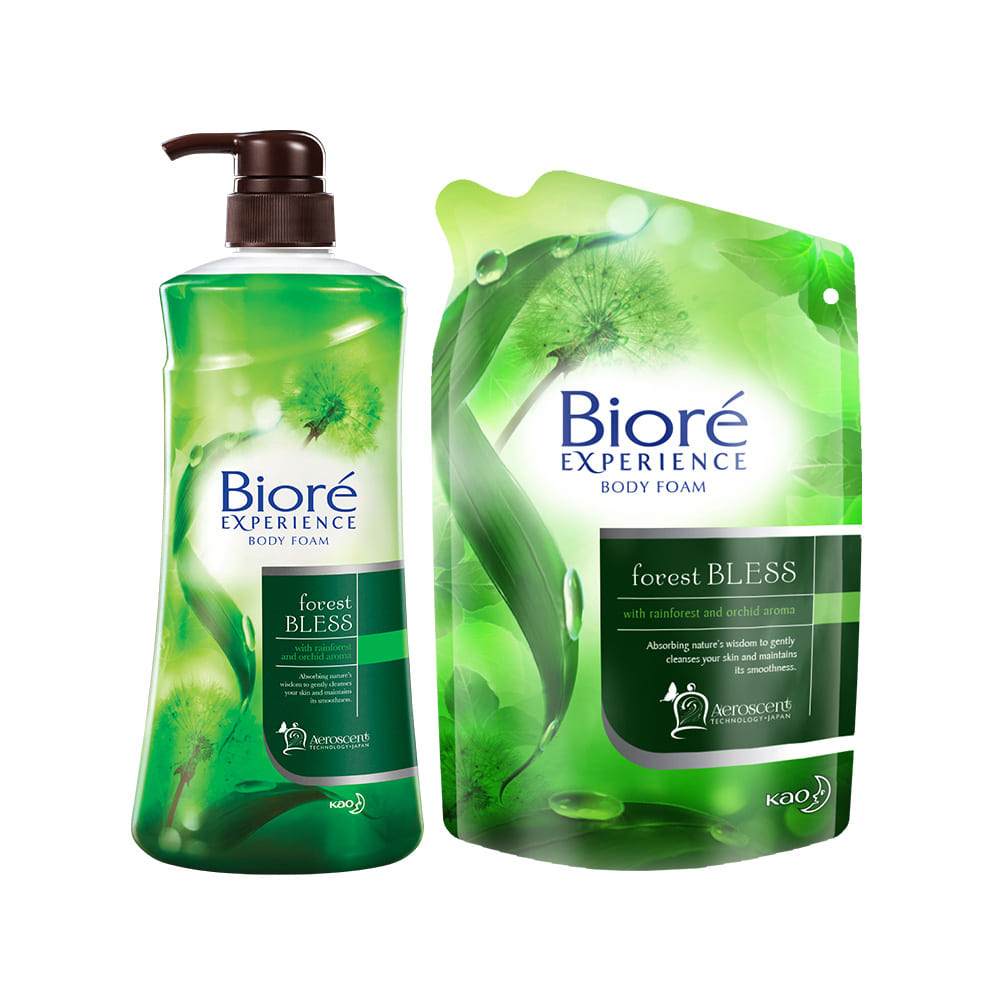 Jual Biore Body Foam Experience Forest Bless Pump 550 mL + Refill 425 ...