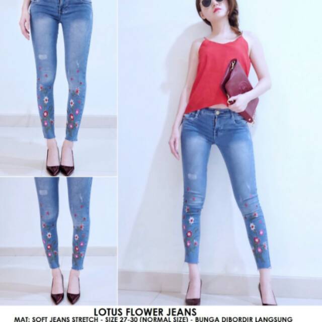 Jual Lotus flower jeans | Shopee Indonesia
