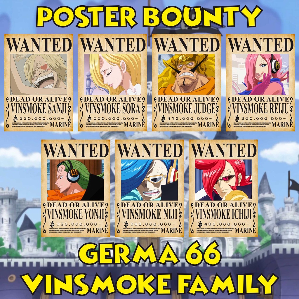 Jual Poster Bounty One Piece Germa 66 Vinsmoke Family Ukuran A4 HD ...