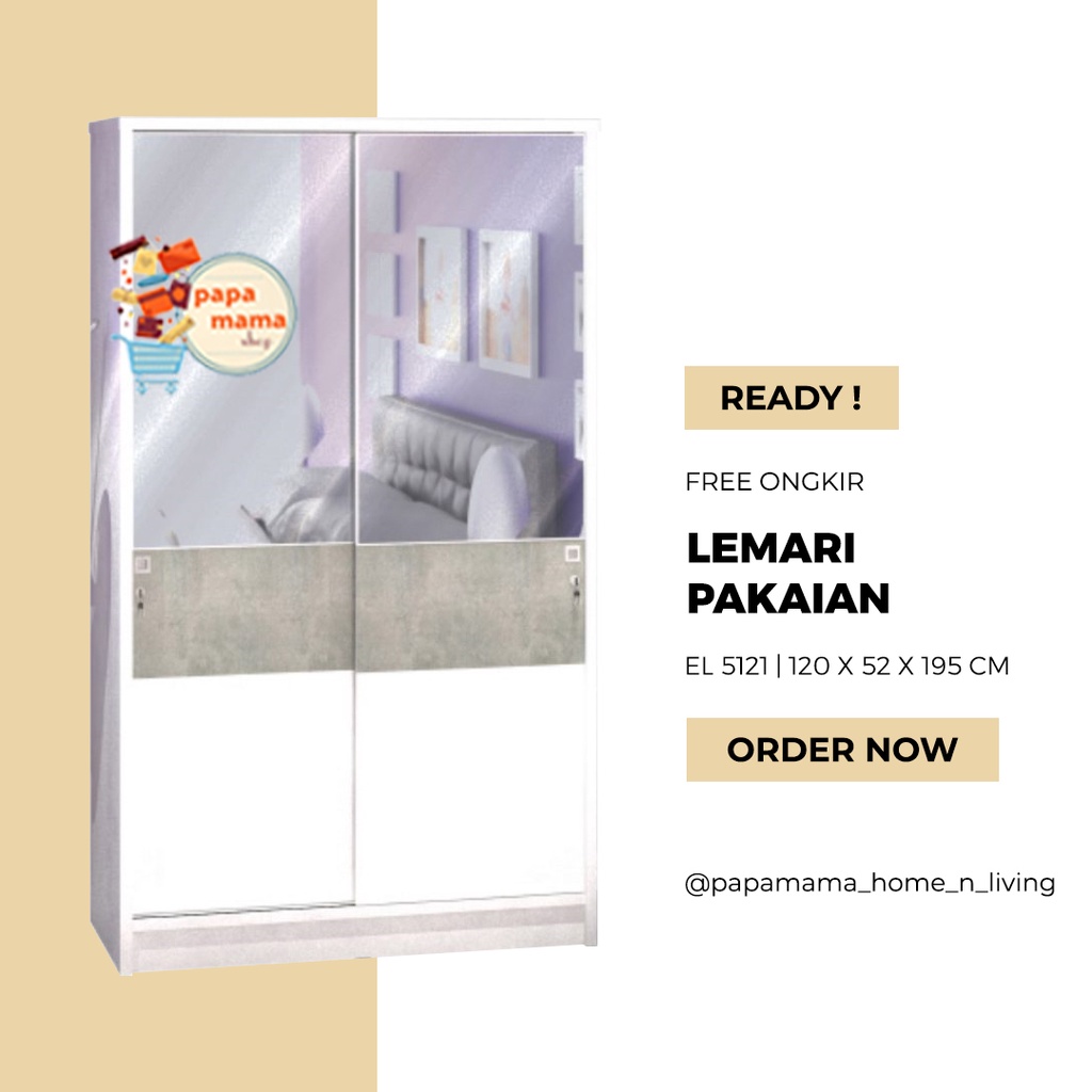 Jual Lemari Pakaian 2 Pintu Kaca Sliding uk 120cm - Lemari Baju Orbit ...