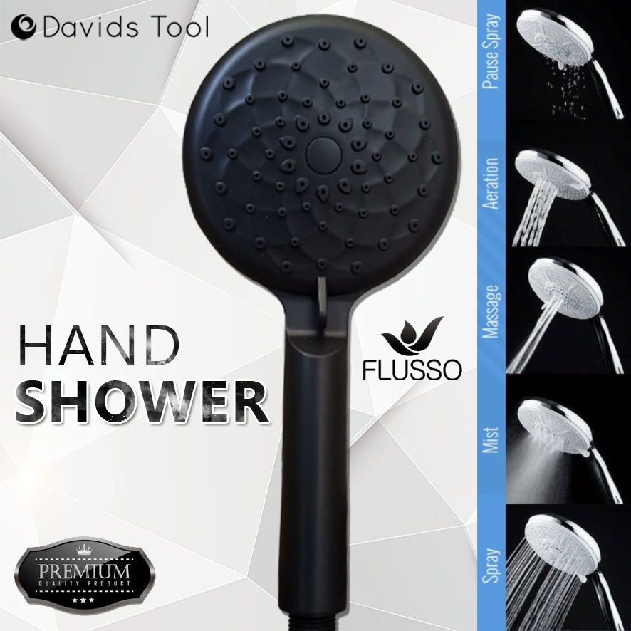 Jual Hand Shower Kamar Mandi Flusso Black 5 Posisi | Shopee Indonesia