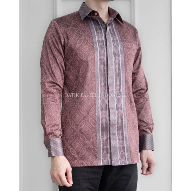 Jual [READY 9 warna] kemeja hem pria lengan panjang batik tenun songket ...