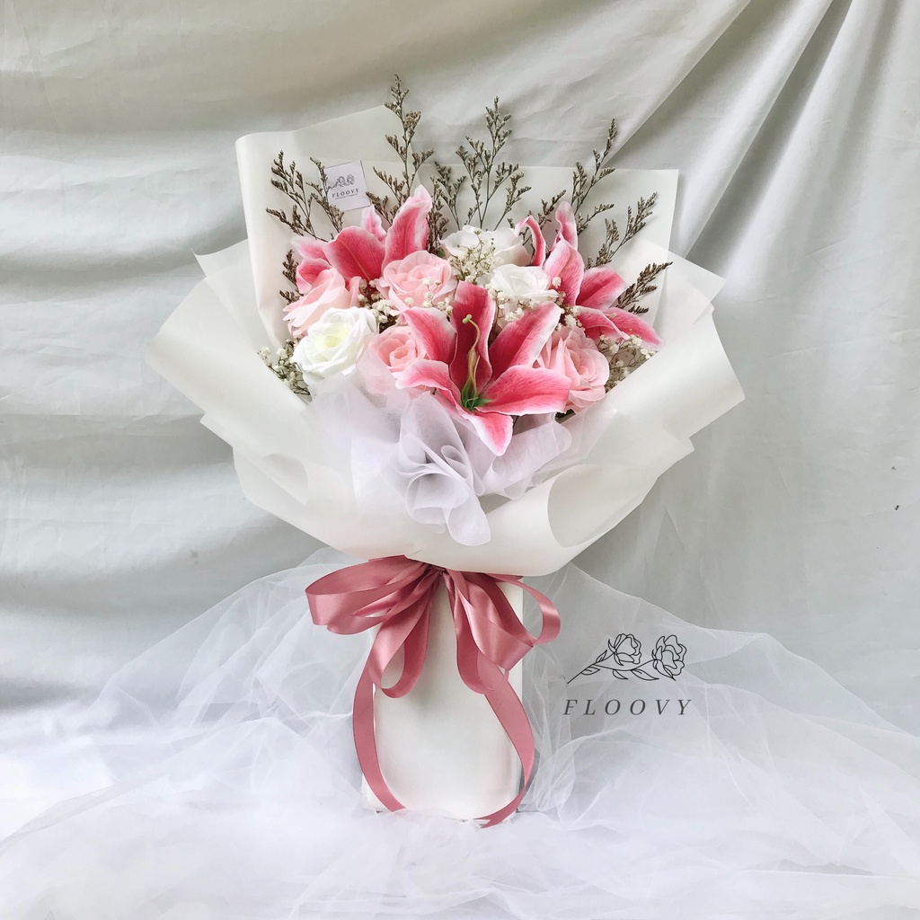 Jual (PRE-ORDER) “Ashley” Large Artificial Korean Flower Bouquet/ Buket ...