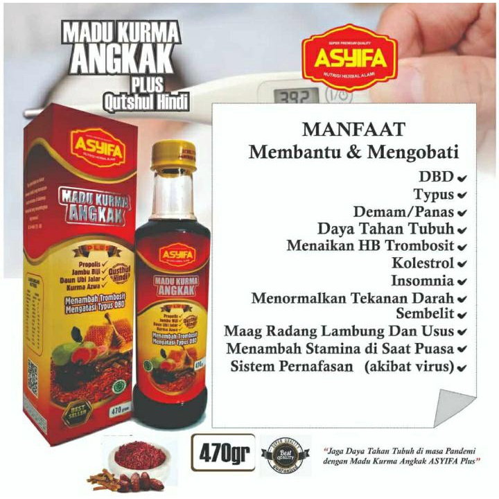 Jual Madu Kurma Angkak Asyfa Plus Qusthul Hindi Mengatasi DBD dan ...