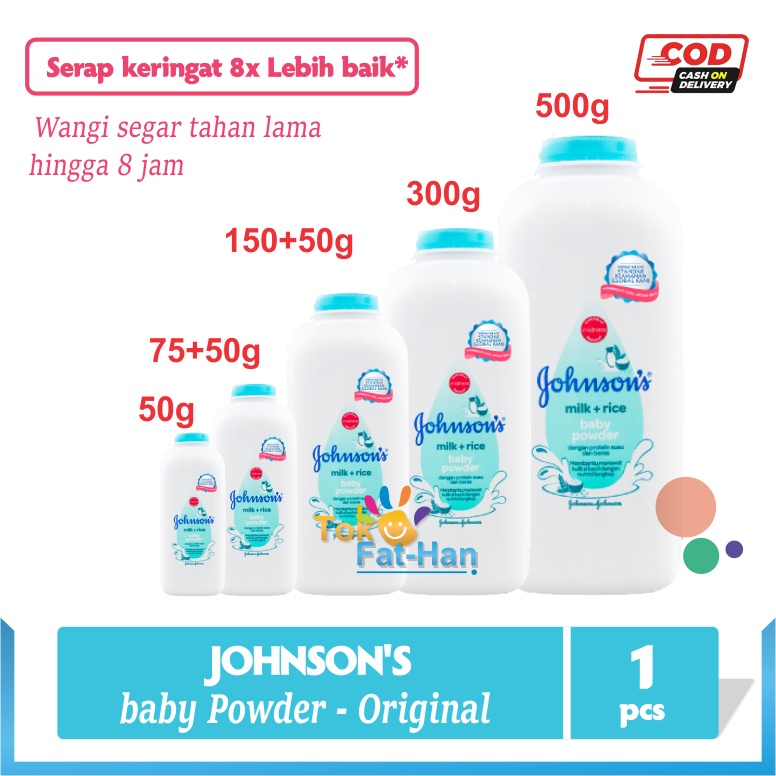 Jual JOHNSON'S Baby Powder Milk & Rice/ Putih 50gr / 75+50gr / 150+50gr ...
