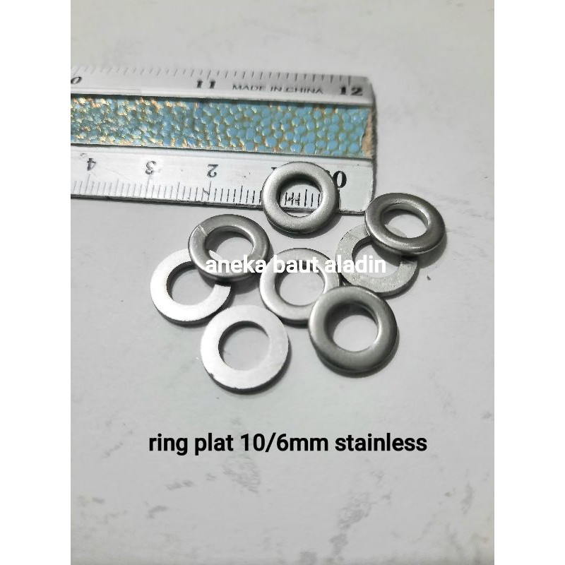 Jual ring plat 10 /6mm isi 12biji stainless. | Shopee Indonesia