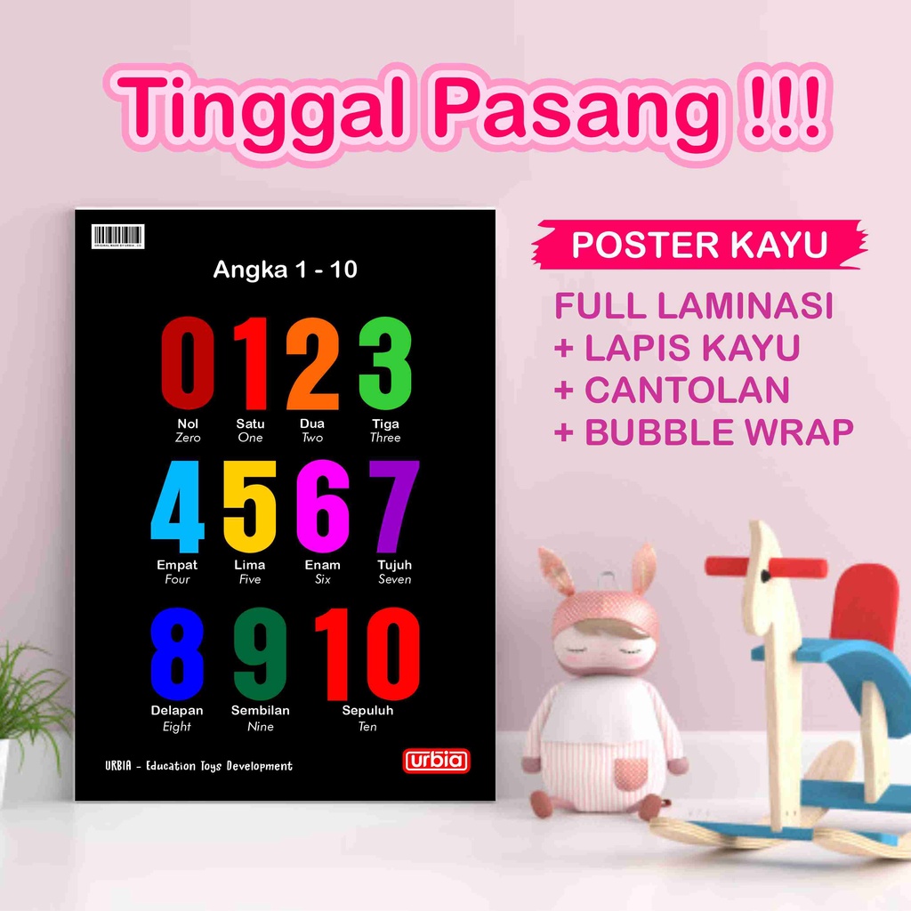Jual KONTRAS - Poster Kayu ANGKA - Poster Edukasi Anak Paud TK SD ...