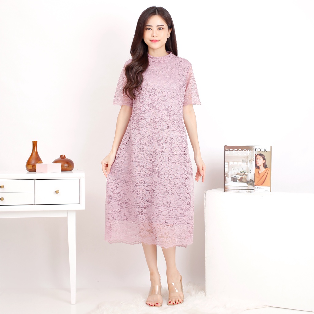 Jual (REALPICT) Midi Dress Brukat LOLI Party Dress Pesta Kondangan Natal / Dress Ibadah Gereja ...