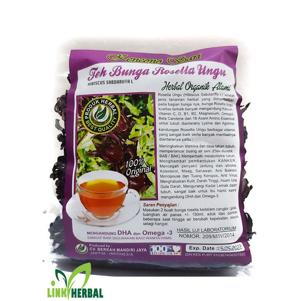 Jual Teh Bunga Rosella Ungu dan Merah Kencono Sari 100 gr ORIGINAL ...