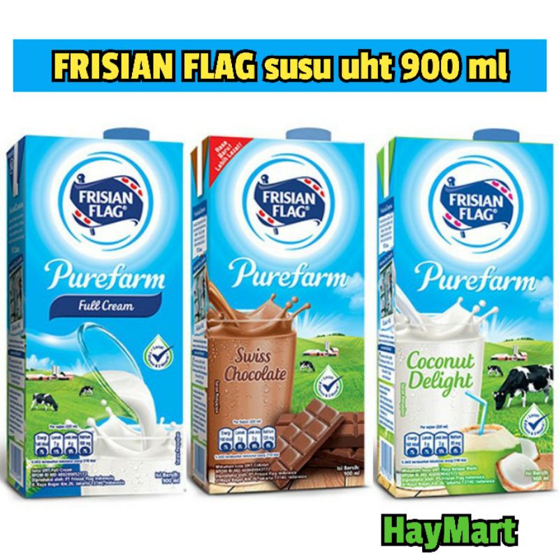 Jual FRISIAN FLAG BENDERA SUSU UHT PUREFARM FULL CREAM, CHOCOLATE, COCONUT DELIGH 900ML | Shopee ...