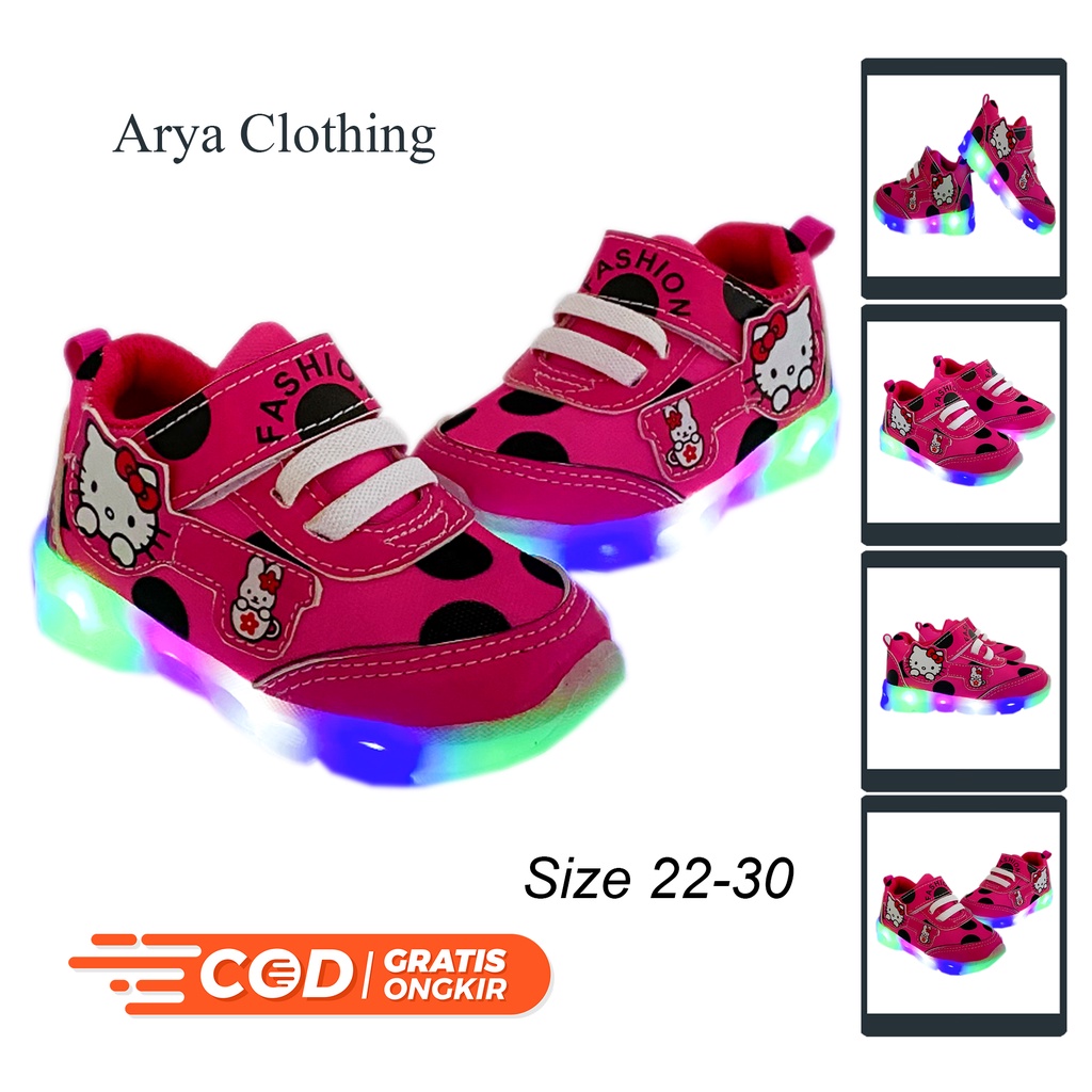 Jual Sepatu Kitty Moo LED terbaru anak Perempuan Cewe 1-5.5th BISA COD ...