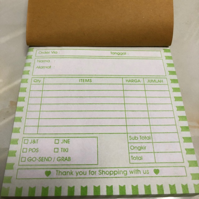Jual Nota mini 3ply hijau 1/6folio 50set/150lembar | Shopee Indonesia