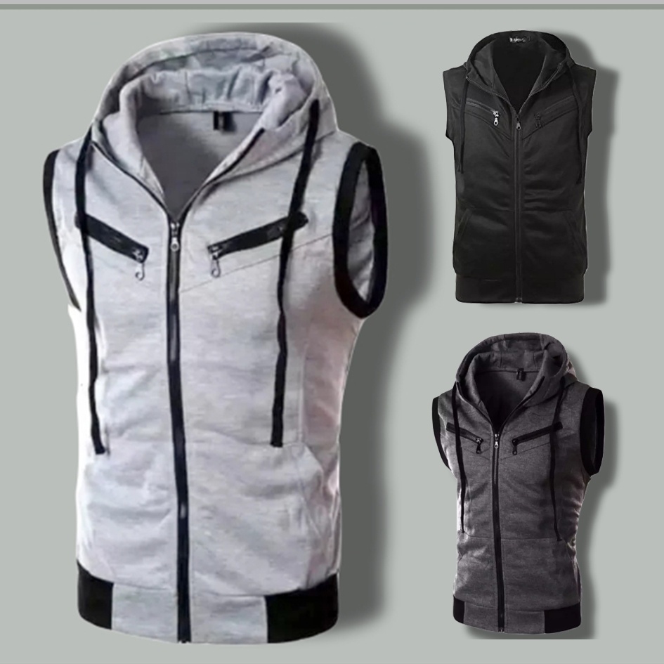 Jual Jaket Rompi Pria Keren/Jaket Rompi Katun Flecee/Rompi Motor/Rompi ...