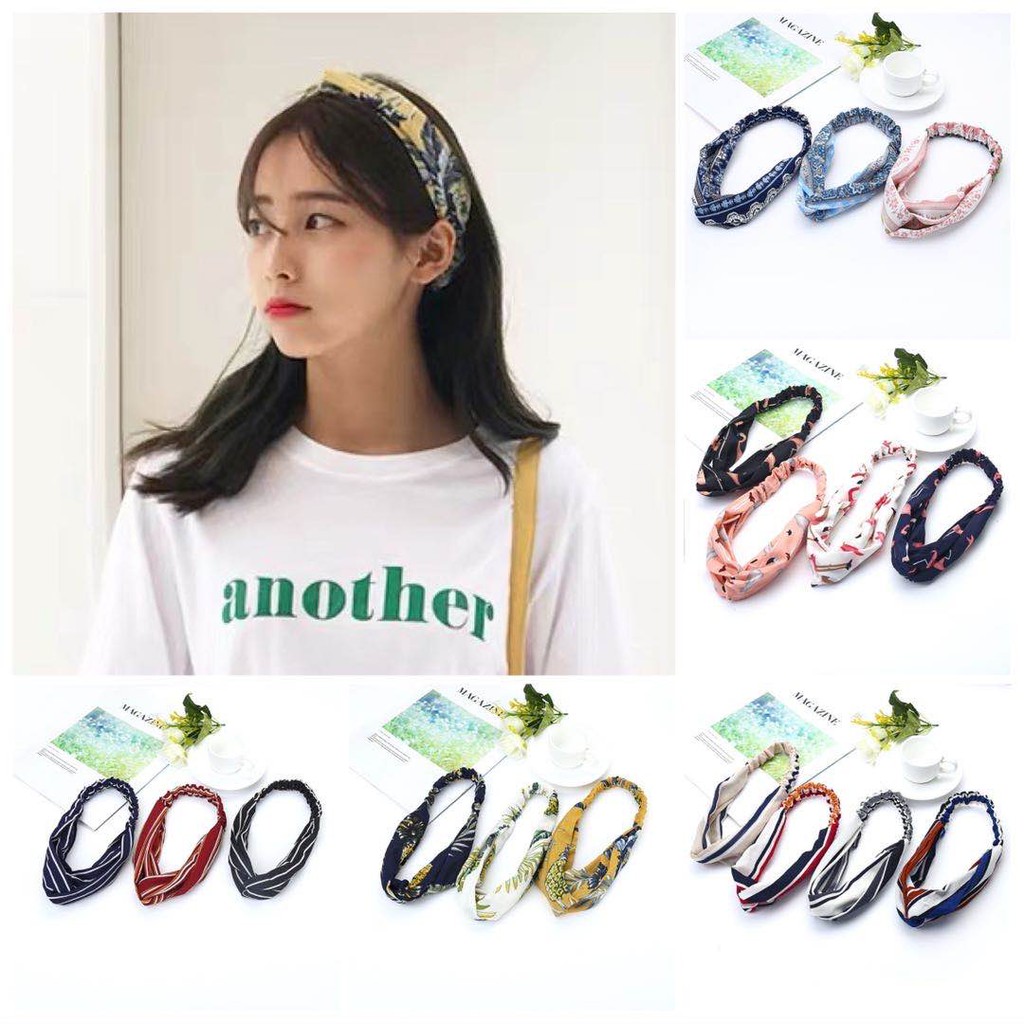 Jual (COD) Bando Motif Wanita Hairband Elastis Karet Aksesoris Fashion ...