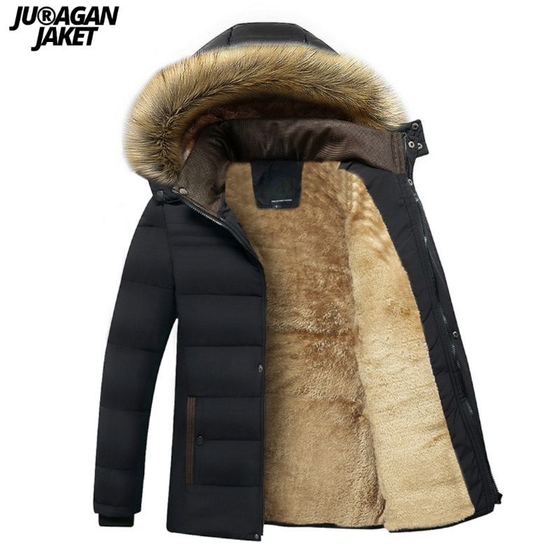 Jual Jaket Mantel Pria Musim Gugur Model Kasual Parka Bulu Tebal Pria ...