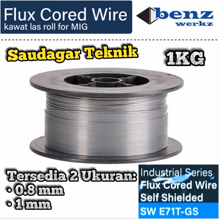 Jual Kawat Las Flux Core 0.8mm 1mm CO2 Kawat Las Mig Tanpa Gas 0.8 mm 1 ...