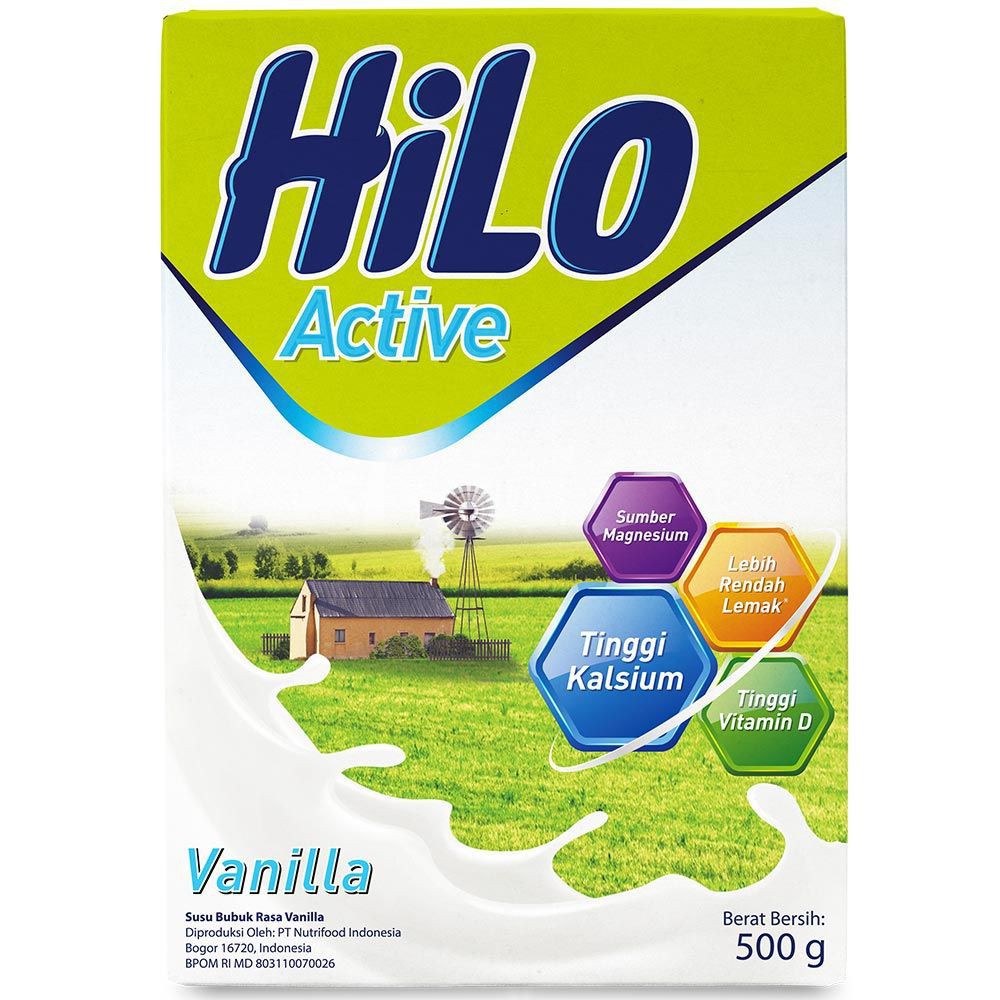 Jual SUSU HILO ACTIVE RASA CHOCOLATE, VANILLA 500 GR LENGKAP | Shopee ...