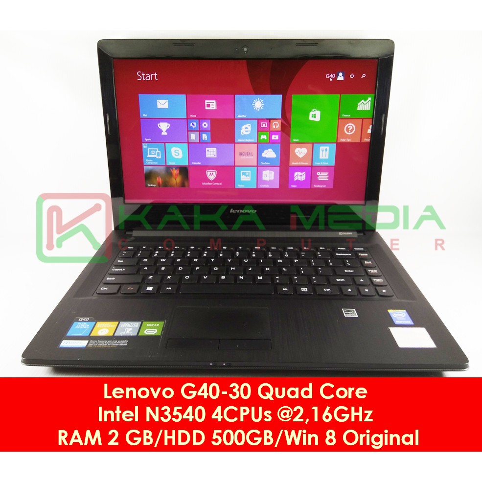 Jual Laptop Lenovo G40-30 Quad Core Slim setara Core i3 Ram 2GB HDD 500 ...