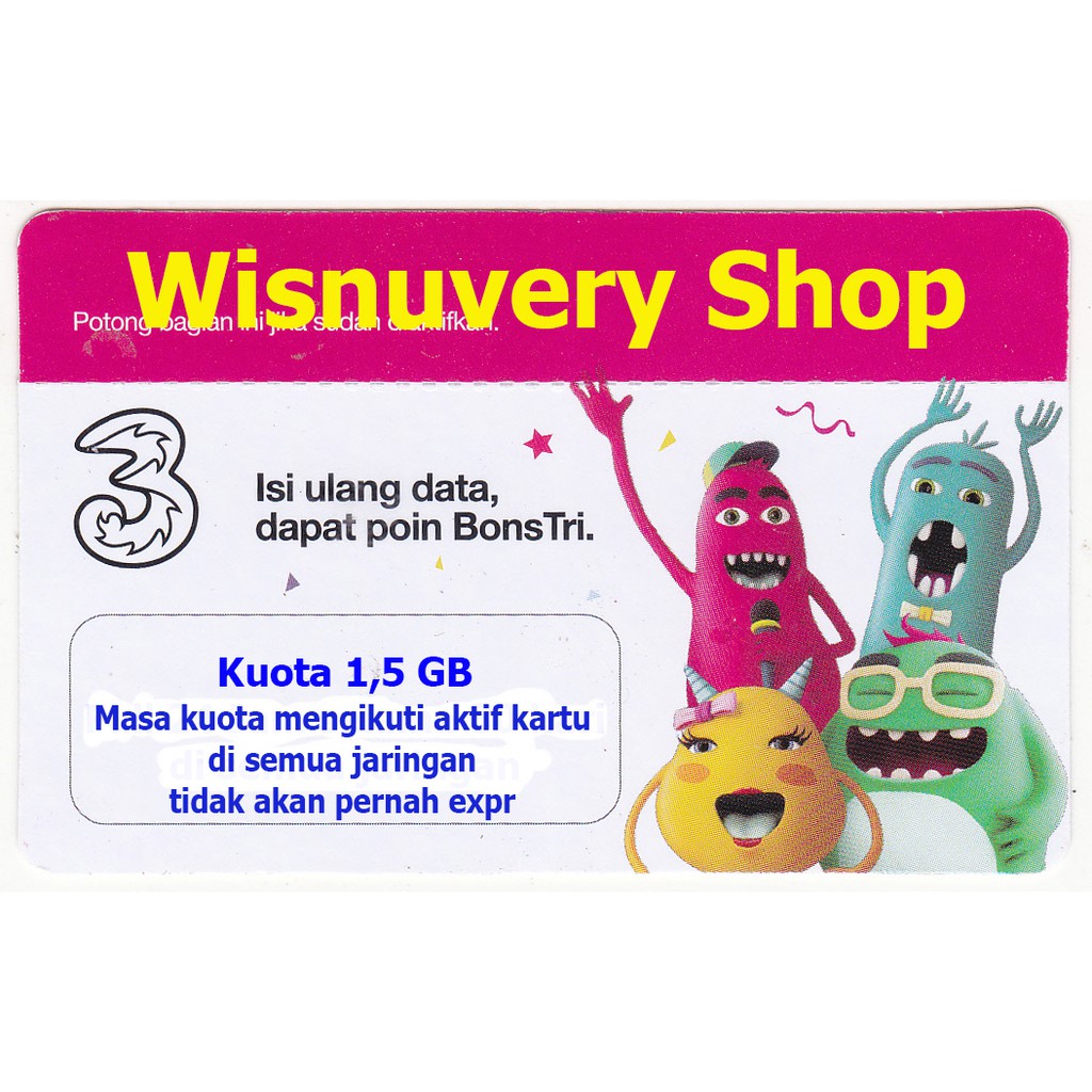 Jual voucher data internet 3/Three/tri kuota 1,5 GB | Shopee Indonesia
