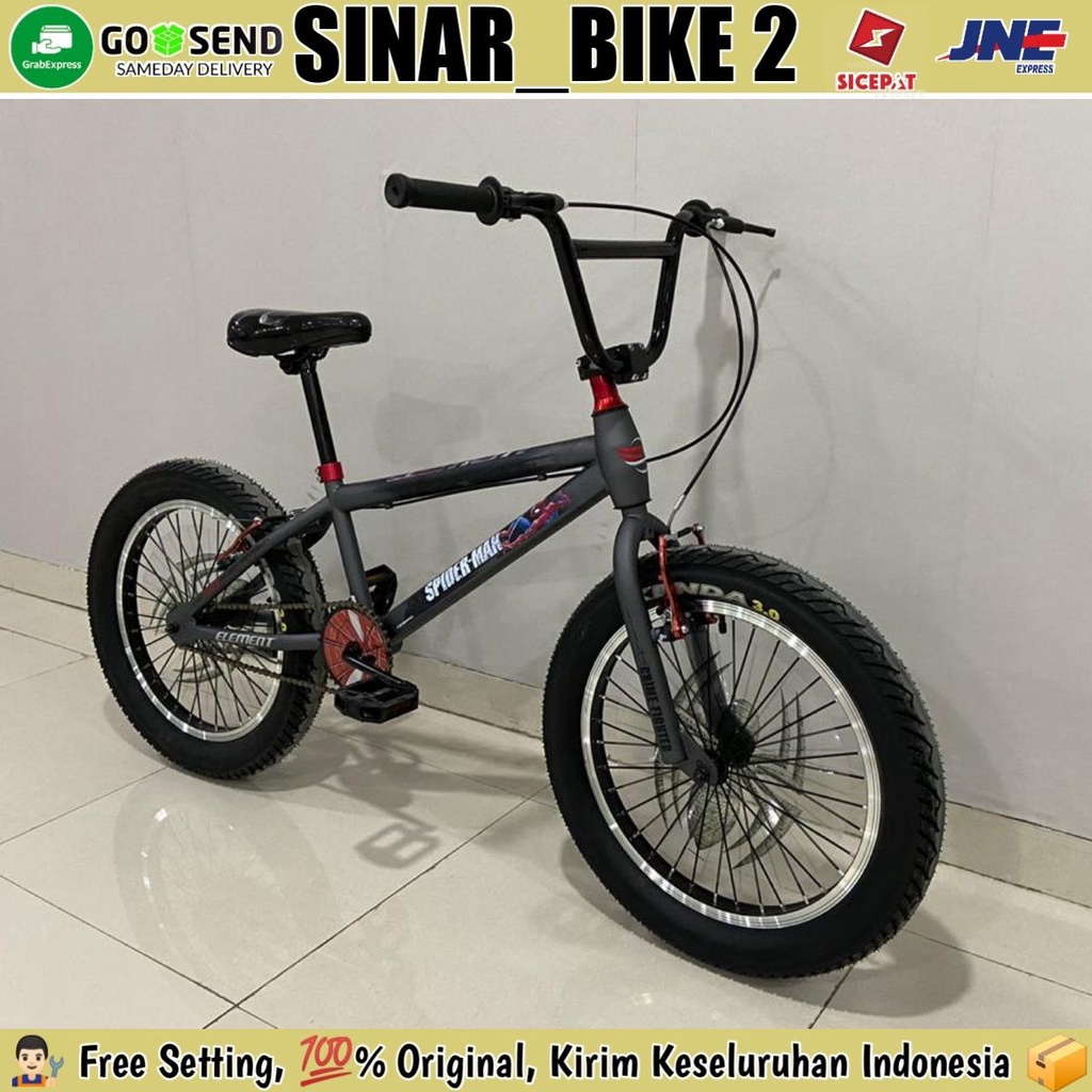 Jual Sepeda Anak BMX ELEMENT SPIDERMAN Ukuran 20 Inch Ban Jumbo 3.0 ...