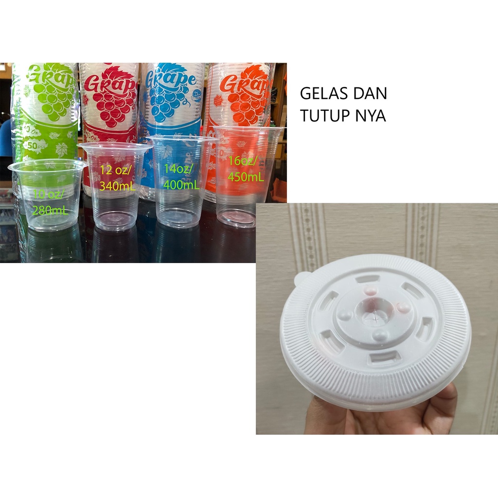 Jual GELAS ES/ GELAS JUS/ GELAS ES TEH PLASTIK 10,12,14,16OZ per50 ...