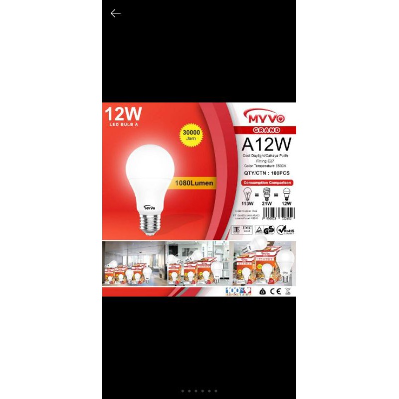 Jual Lampu Led Myvo Grand A Bulb 12 watt / 15 Watt / 18 Watt / 21 watt | Shopee Indonesia
