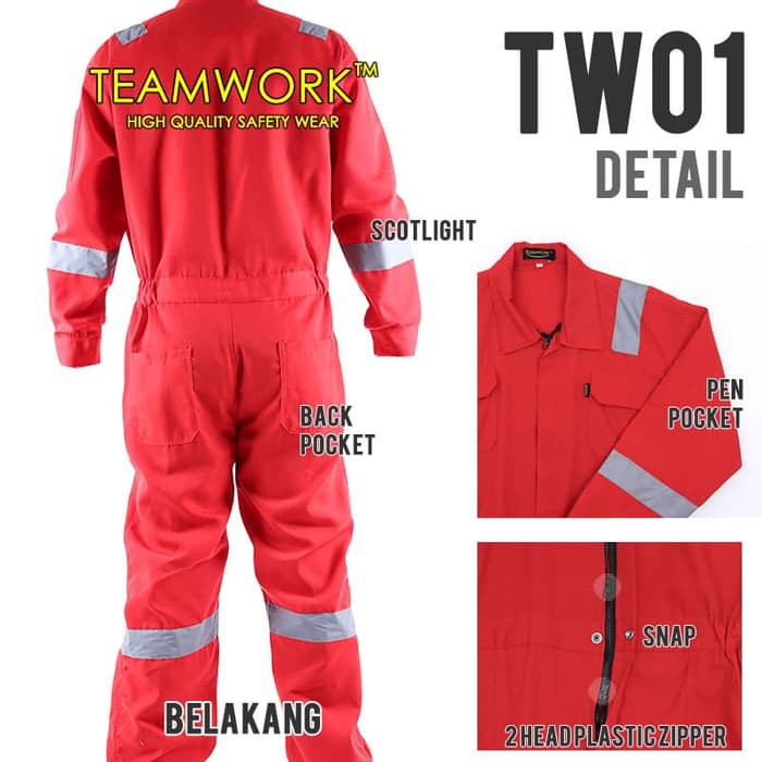 Jual Unik TW01 TeamWork Coverall Baju Kerja Safety Wearpack Terusan ...