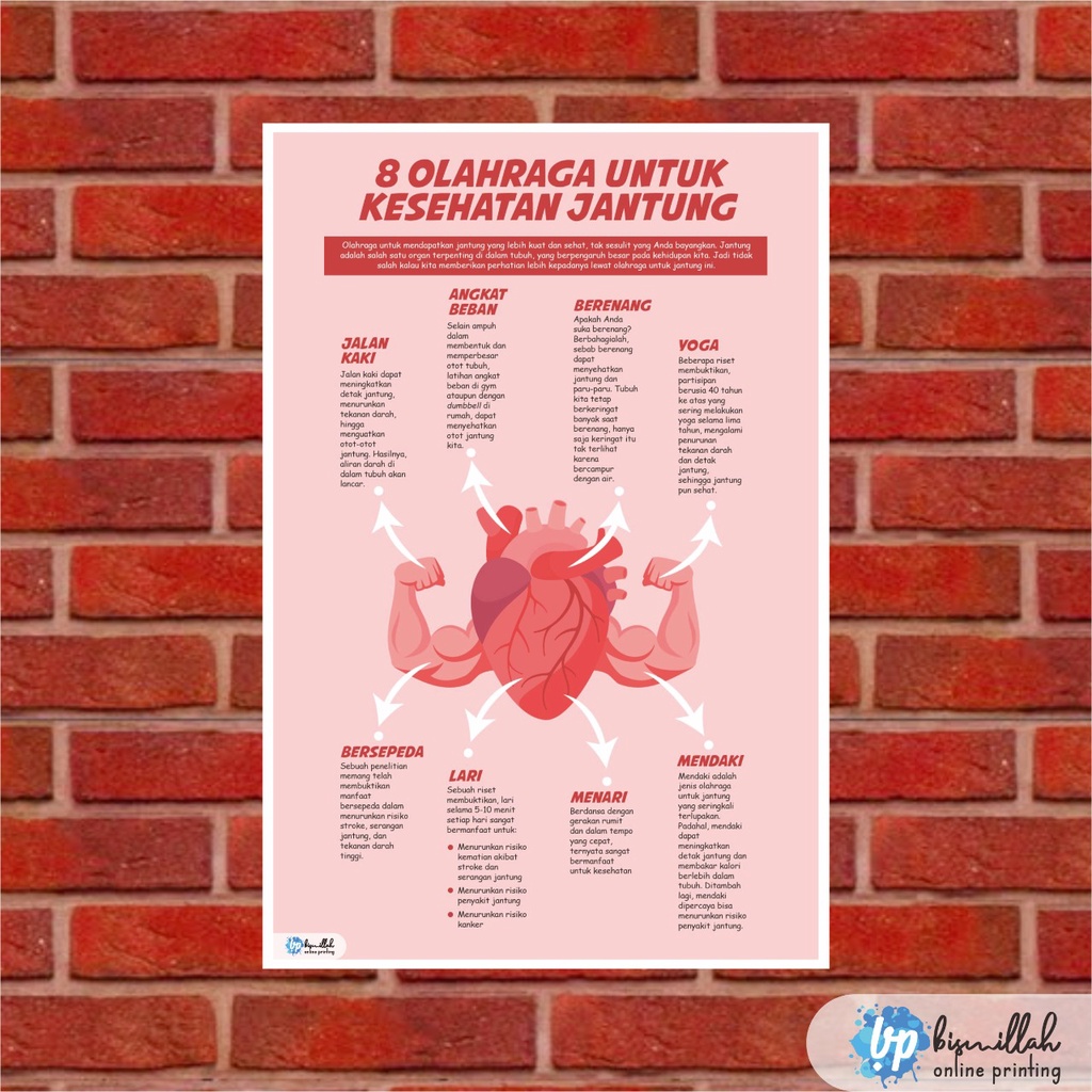 Jual Poster Kesehatan 8 Olahraga untuk Kesehatan Jantung | Shopee Indonesia