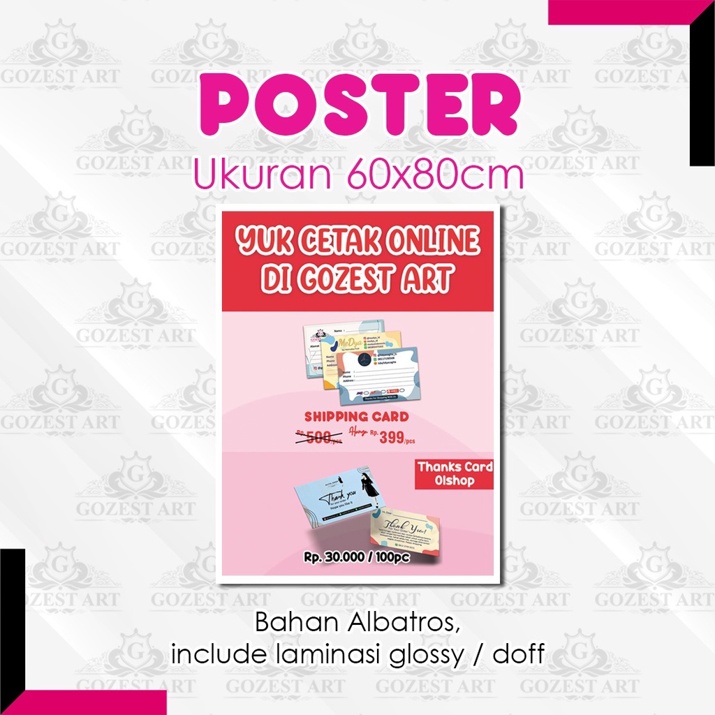Jual Cetak Poster Ukuran jumbo besar 60x80cm albatros laminasi doff ...