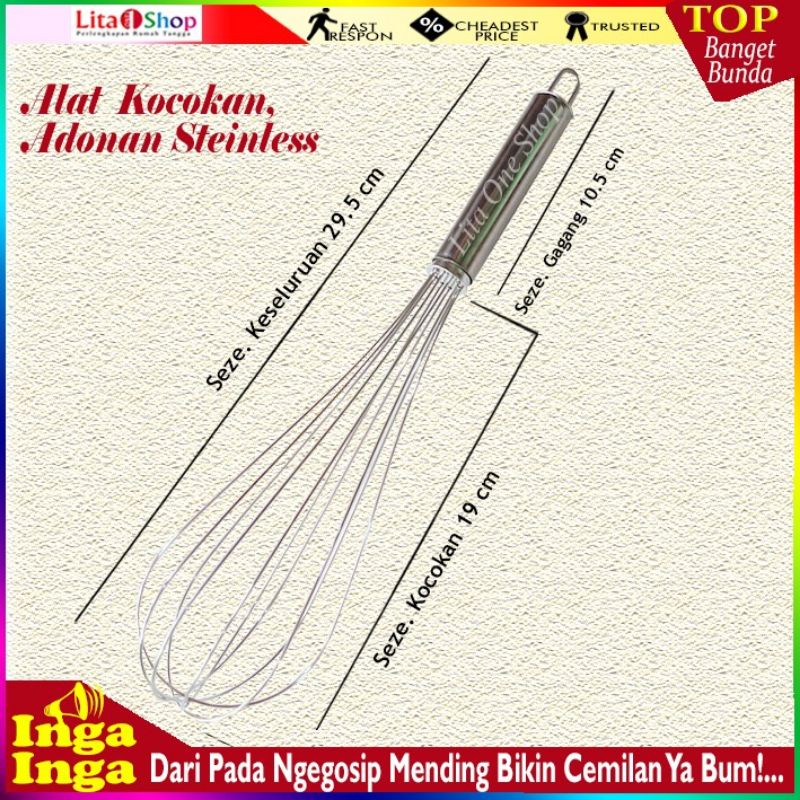 Jual Ballon Whisk Stainless Kocokan Telur Stainless Steel 29,5 cm ...