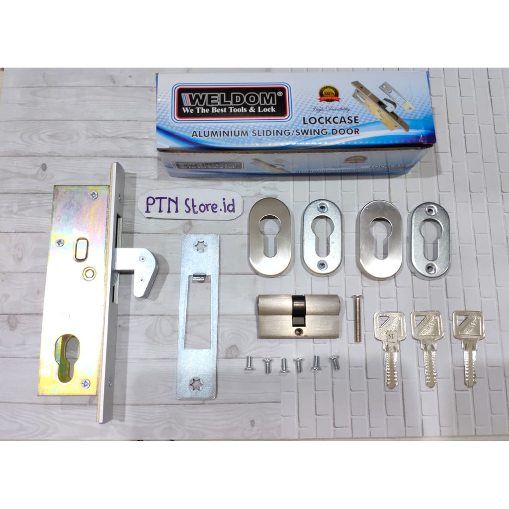 Jual KUNCI PINTU SLIDING BESAR / KUNCI PINTU GESER WELDOM 1 SET ...