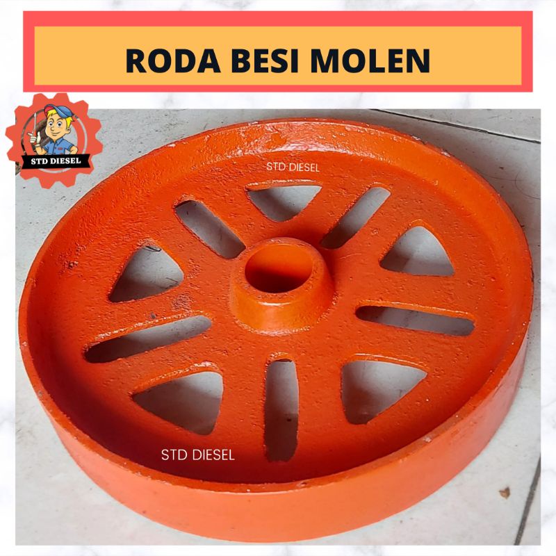 Jual RODA MOLEN BESI COR ORANGE ORANYE RODO BAN BESI MOLEN ADUK SEMEN ...