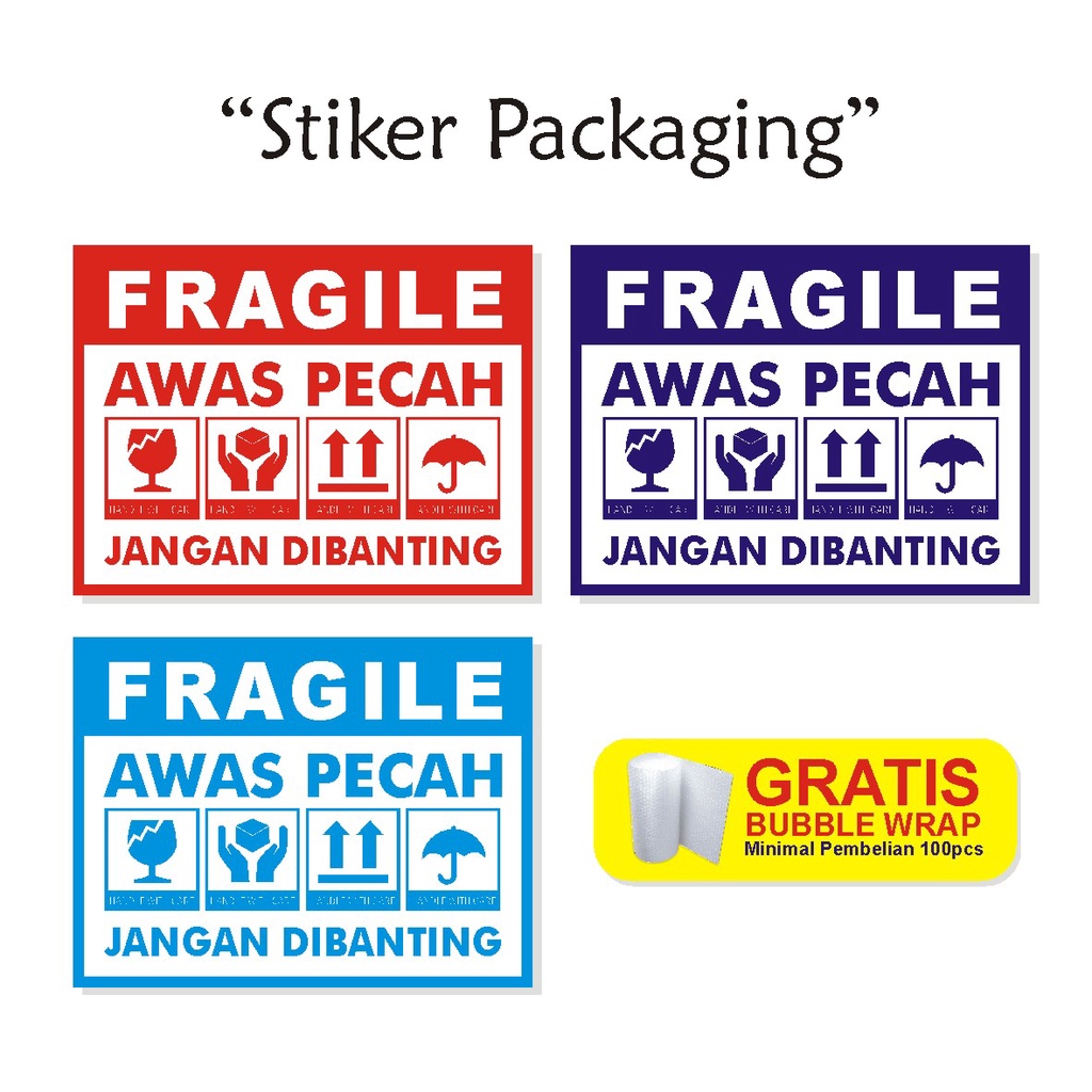Jual Stiker Fragile / Stiker Label Awas Pecah / Stiker Pengiriman ...