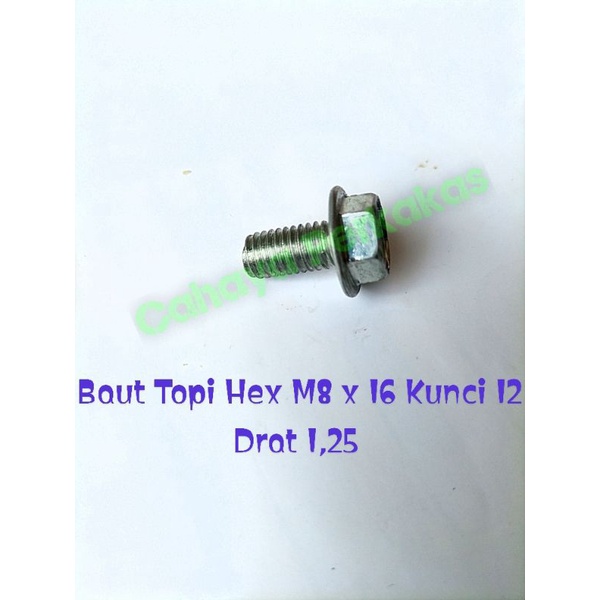 Jual AE Baut Topi Hex Flange Bolt M8 x 16 Kunci 12 Original Motor Mobil | Shopee Indonesia