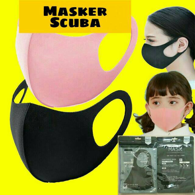 Jual Masker Scuba Kain Dewasa Dan Anak Warna Polos Earloop Murah ...