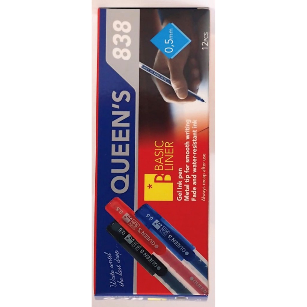 Jual Faster ballpoint / pulpen gel Queen's 838 0,5mm gel ink isi 12 pcs ...